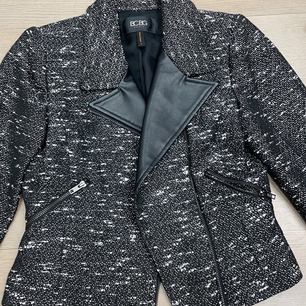 Bcbg Paris Textures Moto Tweed Jacket - Gem